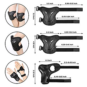 WayEee Kids Bike Helmet Knee Elbow Pads Wrist Guards Set for 5~10yrs Boys Girls Child, Adjustable Protective Gear Set for Sports Skateboarding Cycling Scooter Roller Skating Rollerblade