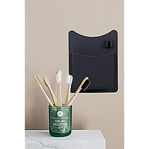 Frafuo Shower Toothbrush Holder for Bathroom-Waterproof Black Toothbrush Holders for Bathrooms Designed Holes in Bottom-Silicone Toothbrush Holder for Shower Silicone Grip Technology