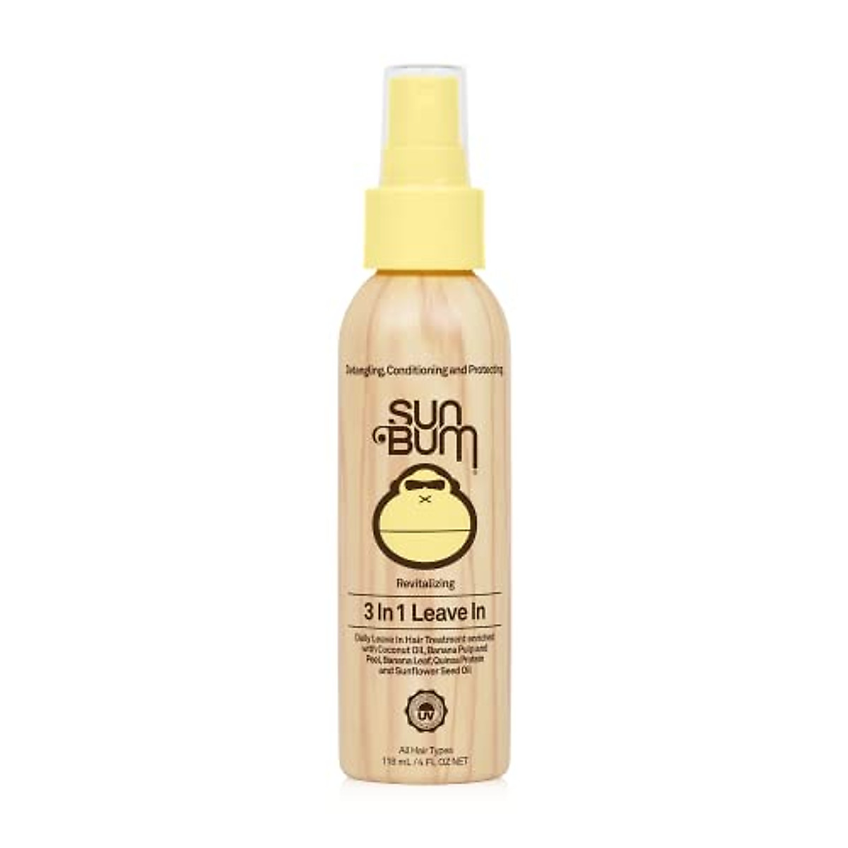 Sun Bum Revitalizing 3 in 1 Leave-In Conditioner Spray Detangler | Anti Frizz , Paraben and Gluten Free, Vegan, and Color Safe with UV Protection | 4 oz