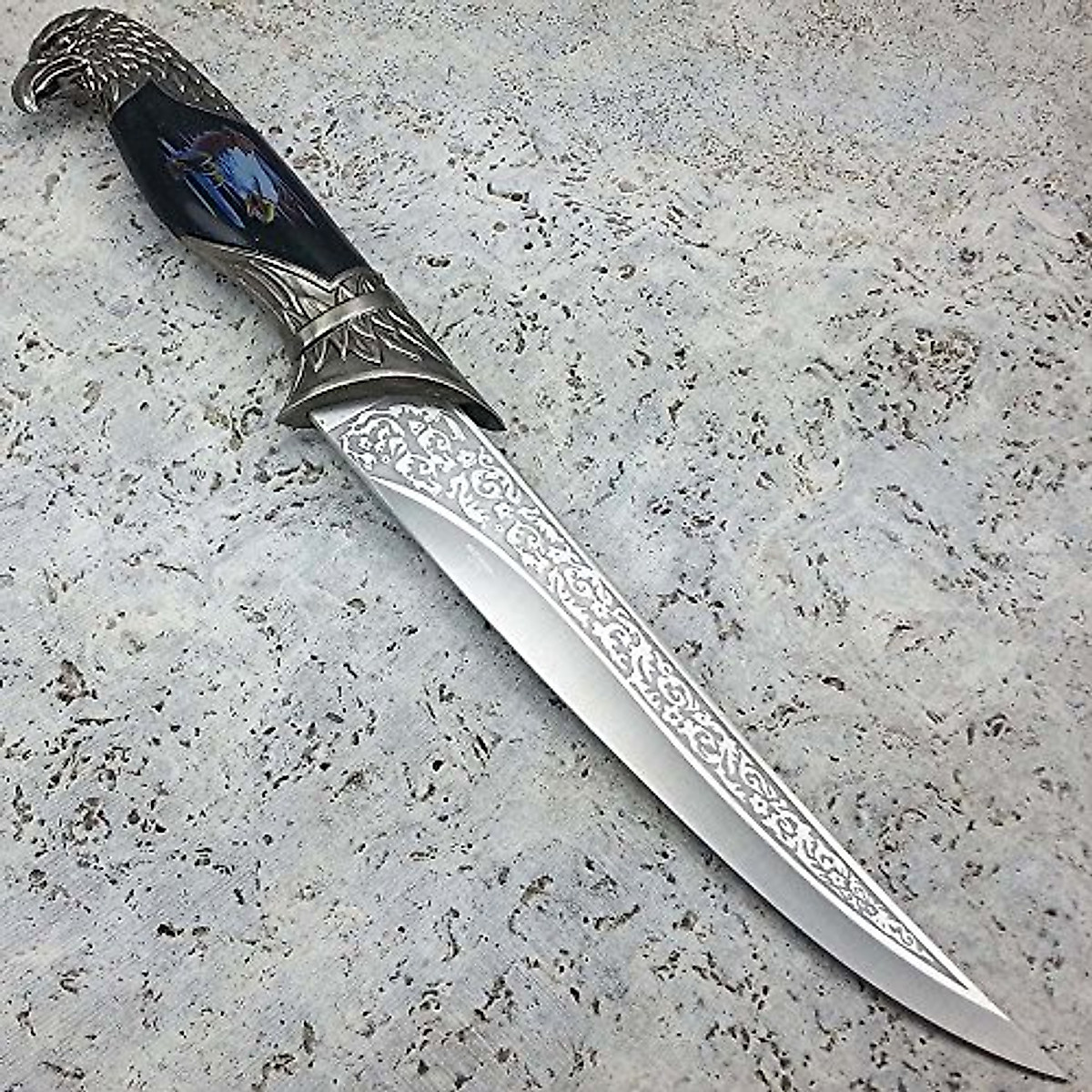 13" EAGLE HEAD DAGGER Collectors Hunting Carbon Steel Sharp Tactical Fixed Blade Knife W/DECORATIVE EAGLE PRINTED SHEATH
