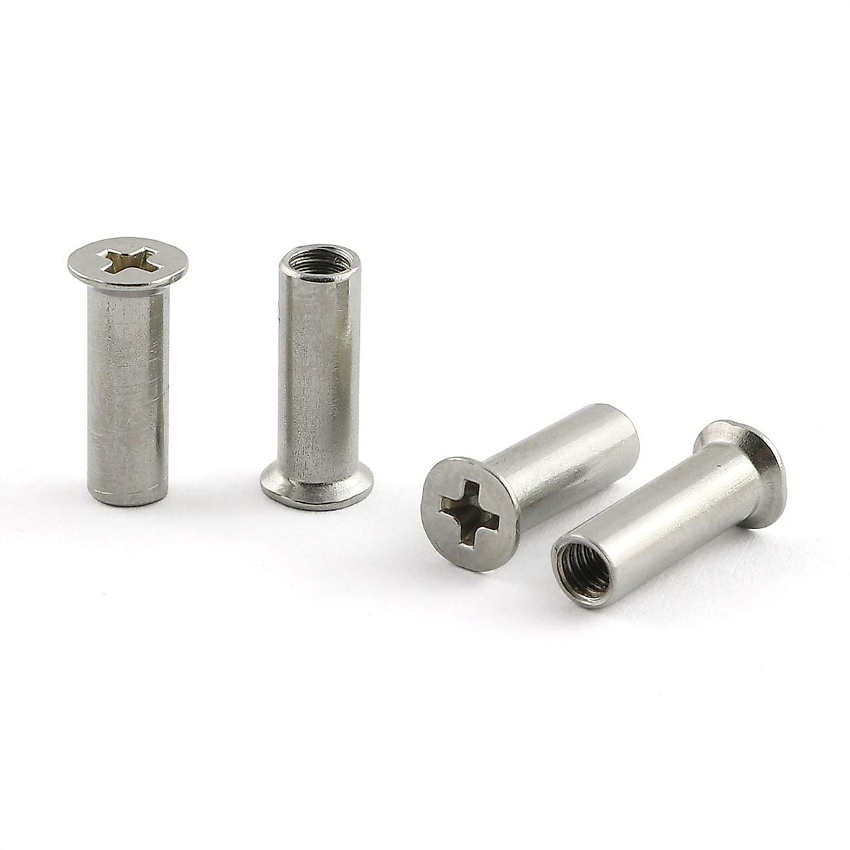 PZRT 4 Set Door Handle Hardware Lever Handle Screws Connecting Bolts & Sleeves Phillips Drive Flat Countersunk Head Fixing Cutting Slot Articulated Screw M4x60mm