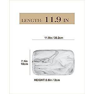 MALACASA Serving Platter, 12in Porcelain Serving Dishes, Rectangular Serving Tray for Entertaining Parties, Platters for Serving Food, Sushi, Appetizer, Dessert, 11.9x7.1, Set of 4, Series PLAT-GREY