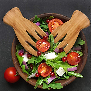 Salad Hands Tosser Salad Servers Tongs Bamboo Kitchen Helper Pack of 2