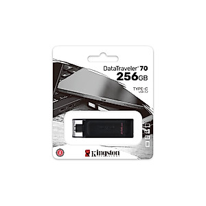 Kingston DataTraveler 70 256GB USB-C Flash Drive | USB 3.2 Gen 1 | DT70/256GB, Black