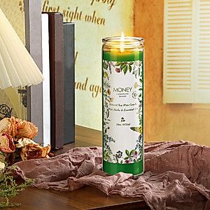 MTLEE 2 Pcs Money Scented Spell Candles Soy Herbal Money Candle with Herbs and Essential Oils Green Cash Candle for Wealth Abundance Prosperity Ritual Getting a Cash Flow Boost