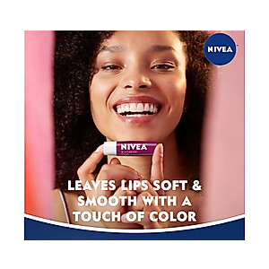 NIVEA Lip Balm, Blackberry Flavored Tinted Lip Balm Stick with Shea Butter and Jojoba Oil, 0.17 Oz, Pack of 1