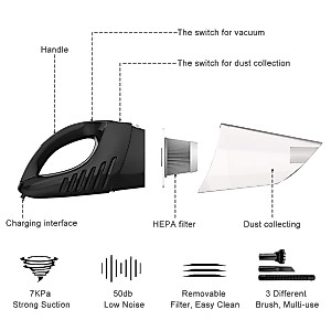 JackMo Handheld Vacuum, Hand held Vacuum Cordless with Powerful Suction, Light Weight Portable Vacuum Cleaner for Home/Car, Black Wet Dry Hand Vac