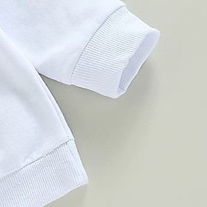 Baby Girl Boy Long Sleeve Sweatshirt Crewneck Oversize Pull On Top Fall Winter Spring Cute Baby Clothes (White,6-12 Months)