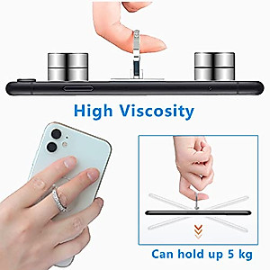 Kinizuxi Cell Phone Ring Holder Stand 2 Packs Sliver, Glitter Diamond Phone Ring Finger Kickstand Universal 360 Degree Rotation,Clear Phone Ring Grip Compatible with Various Mobile Phones