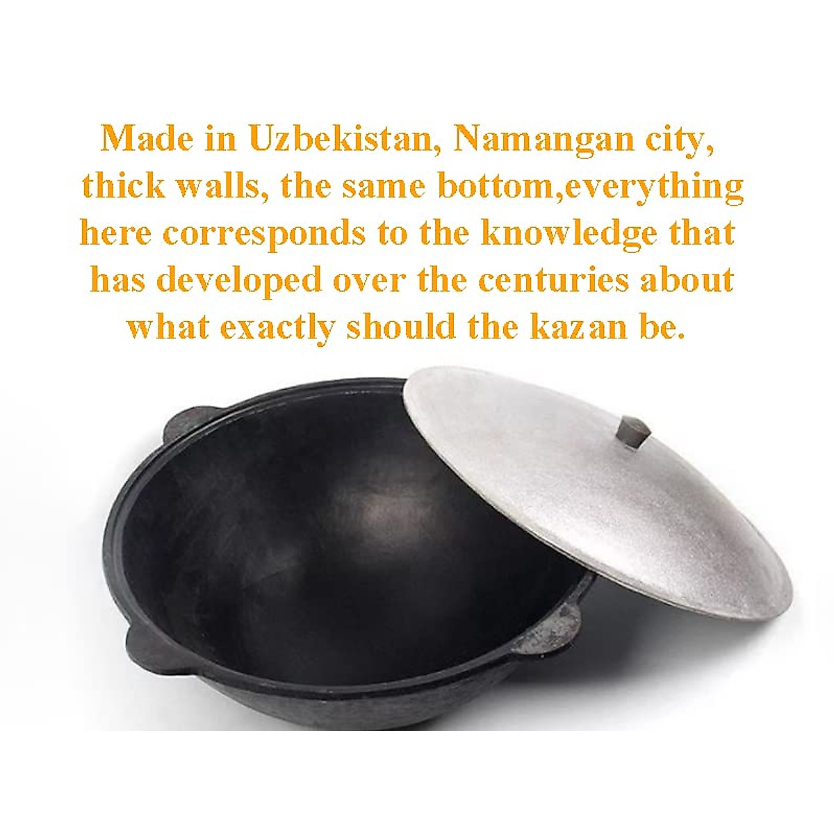 MangalGrills Cast Iron Uzbek Traditional Kazan Cauldron 22L Qozon Qazan Caldero Kadai Pilaf Plov Lagman Shorpa