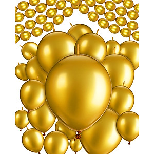 Leitee 160 Pcs Link Balloon 12 Inch 6 Inch Linking Balloons Quick Linkable Needle Tail Latex Balloons for Christmas Birthday Happy New Year Party Wedding Graduation Arch Decors (Metallic Gold)