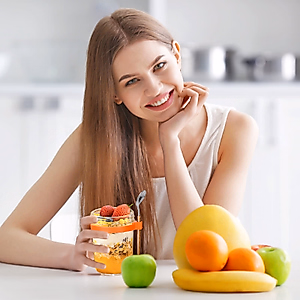 JIIKOOAI 4 Pack Overnight Oats Containers with Lid and Spoon, 16 oz Glass Overnight Oats Jars, Fruit Container, Salad Cup, Yogurt Cup for Milk Cereals Fruit Cereals