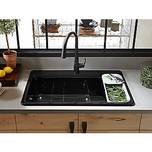 KOHLER 5871-1A2-0 Riverby Top-Mount Single-Bowl Workstation Kitchen Sink with Accessories, 33" L, White