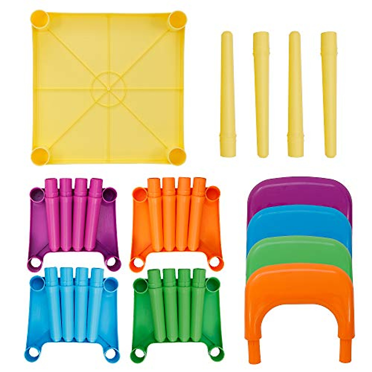 Saturnpower Kids Table and 4 Chairs Set, Toddler Table Plastic Sturdy Desk for Reading, Art, Homework