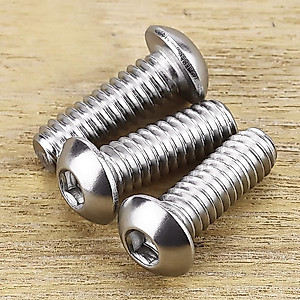 3/8-16 x 1 Button Head Socket Cap Bolts Screws, 304 Stainless Steel 18-8, Full Thread, Coarse Thread UNC, Allen Hex Drive, 25 PCS