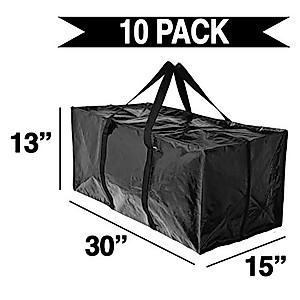 BAG-THAT! 10 Moving Bags, Heavy Duty Extra Large Stronger Handles Wrap Around bag Storage Totes Zippered Reusable Moving Supplies Clothes Attic Sports Garage Travel College