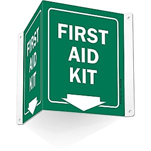 SmartSign - S-9019-AV-06 "First Aid Kit" Projecting Sign | 5" x 6" Aluminum First Aid Kit - 5" x 6" Aluminum