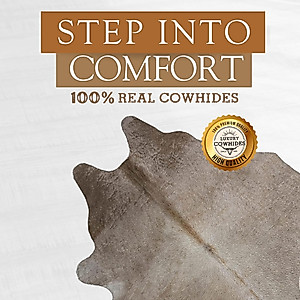 Sunshine Cowhides 100% Genuine Taupe Cowhide Rug - Modern Style Animal Skin Rug & Floor Carpet for Living Room, Bedroom, Kitchen & More - Large (6x6-7ft)