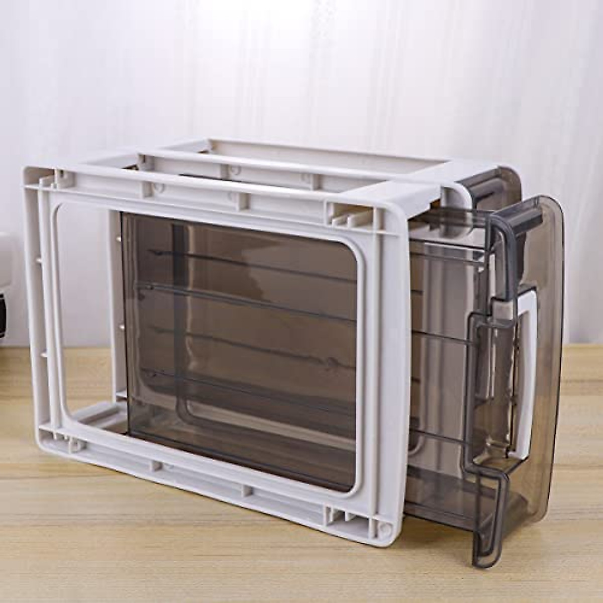 CLISPEED Plastic 2- Drawer Desktop Organizer Stackable Storage Drawers Dresser Storage Container Case Multi- Bin Storage Rack for Office Bedroom Bathroom Black