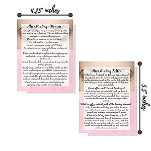 Mircoblading Aftercare Instructions Cards | Package of 30 | Pink Eyebrow Photo Design Double Sided Size 4.25 x 5.5" inches After Care Post Card