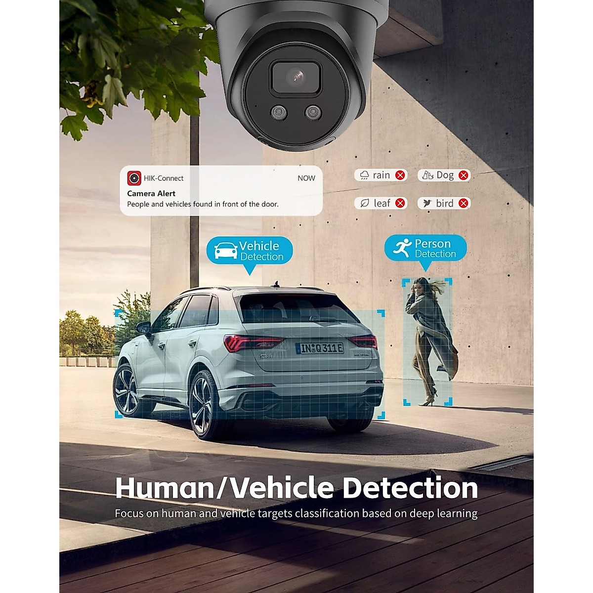 DS-2CD2386G2-ISU/SL 2.8mm HIK 4K 8MP AcuSense PoE IP Camera Outdoor Indoor with Strobe Light and Audible Warning, DarkFighter, Human/Vehicle Detection, H.265+, Work with HIK NVR/Hik-Connect(Black)