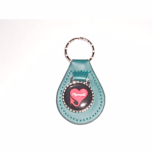 1967 1968 1969 1970 FURY VIP BARRACUDA VALIANT HEART LOGO LEATHER KEYCHAIN - TEAL