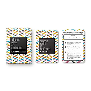 Allura & Arcia 52 Stress Less & Self Care Cards - Mindfulness & Meditation Exercises - Anxiety Relief & Relaxation
