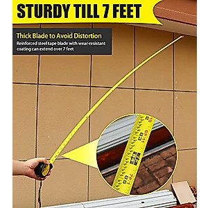 DOWELL Measuring Tape Measure 25ft Measurement Tape Steel Blade Shock Absorbent Solid Rubber Case Accurate Easy Read with Fractions 1/8 for Construction Contractor Carpenter Architect Woodworking (1)