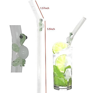 5pcs Glass Straws with Cute Turtle Bent Drinking Straws Stirring Sticks Reusable Glass Straws for Drinks Coffee Juice