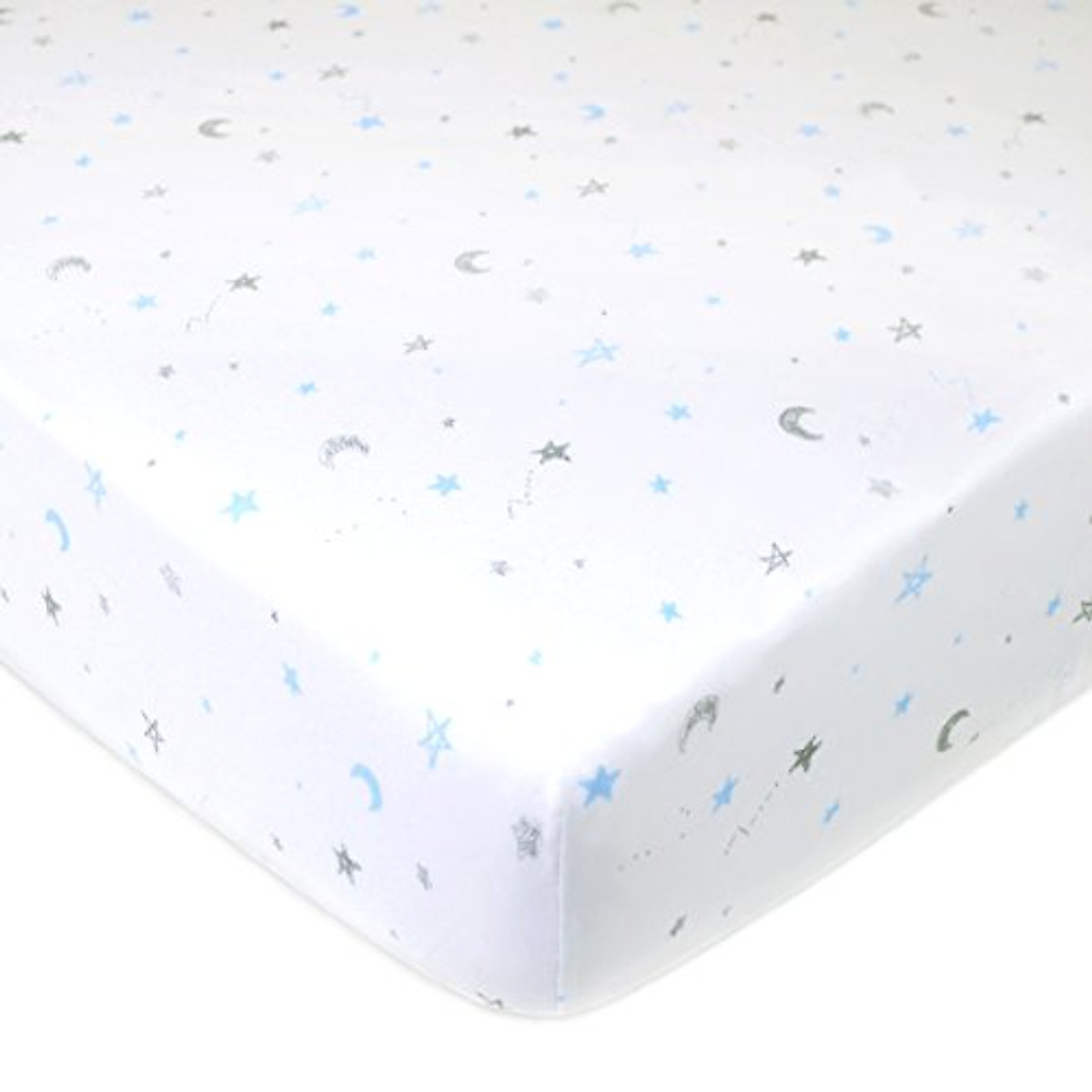 American Baby Company 2 Pack Fitted Crib Sheets 28" x 52", Soft Breathable Neutral 100% Cotton Jersey Sheet, Blue Stars and Blue, for Boys and Girls, Fits Crib and Toddler Bed mattresses