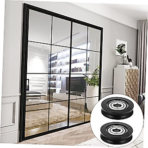 HOMSFOU 4pcs Roller Sliding Door Roller Guide Pulley Roller Door Wheel Heavy Duty castors U Type Wheel for Doors Track Window Pulley Roller Groove Wheel Pulley Track Guide Bearing
