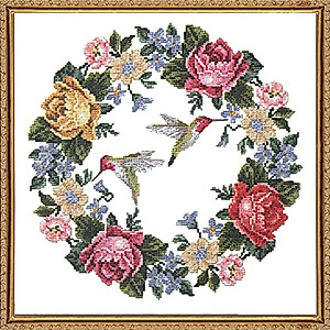 Janlynn Hummingbird Wreath Stamped Cross Stitch Kit