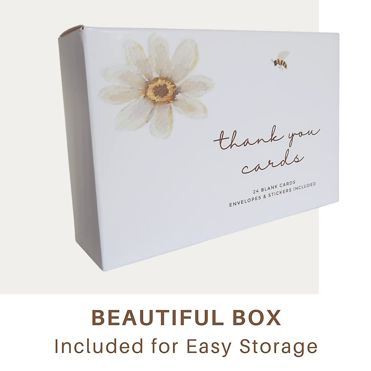 Floral Thank You Cards w/ Envelopes & Stickers (Set of 24) - Cardstock, 4 x 6” Boho Thank You Cards - Thank You Cards with Envelopes for Wedding, Birthday, & Bridal Shower - Blank Thank You Cards