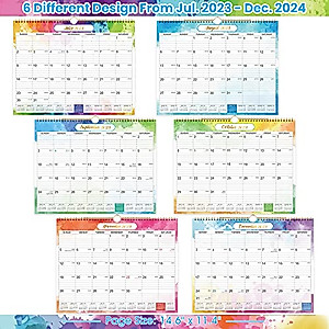2023-2024 Wall Calendar - Jul.2023 - Dec.2024, 18 Months Wall Calendar 2023-2024, Monthly Calendar with Julian Date, 15 x 11.5 in, Twin-Wire Binding, Great for Hanging on The Wall, Color Design