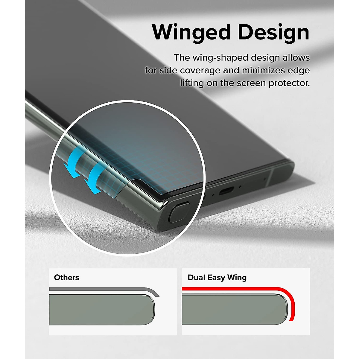 Ringke Dual Easy Wing [2 Pack] Compatible with Samsung Galaxy S23 Ultra 5G (2023), Premium Full Cover Film Case Friendly Screen Protector with Easy Application Kit