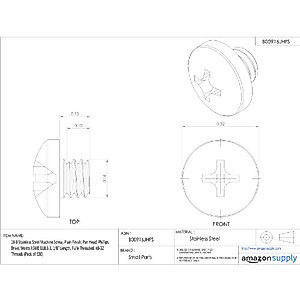Small Parts 18-8 Stainless Steel Machine Screw, Plain Finish, Pan Head, Phillips Drive, Meets ASME B18.6.3, 5/32" Length, Fully Threaded, #0-80 UNF Threads (Pack of 100)