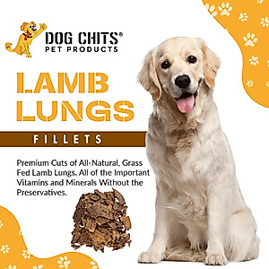 Dog Chits Lamb Lung Fillets Dog and Puppy Treats - Made in USA - Easy to Break - Slices - Random Shape - All Natural - Great for Training - High Protein - Low Fat - Large 10 oz. Bag