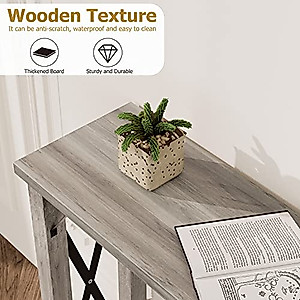 IDEALHOUSE Sofa Tables Narrow Long, Extra Long Console Table with Outlets, 73.2" Behind Couch Table, Grey Farmhouse Entryway Table for Living Room, Hallway, Foyer