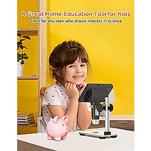 Coin Microscope, MOYSUWE 4.3 inch LCD Digital Microscope with Screen, Coin Microscope for Error Coins for Kids Adults - Metal Stand, 8 LED Lights, Compatible with Windows