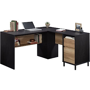 Sauder Acadia Way Modern L-Shaped Desk in Raven Oak, Raven Oak Finish