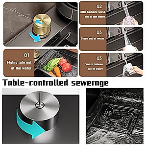 Drop-in Kitchen Sink, Stainless Steel Nano Waterfall Sink, Commercial Sink Single Bowl with Pull-Down Faucet Chopping Board and Cup Washer Workstation Sink Accessories