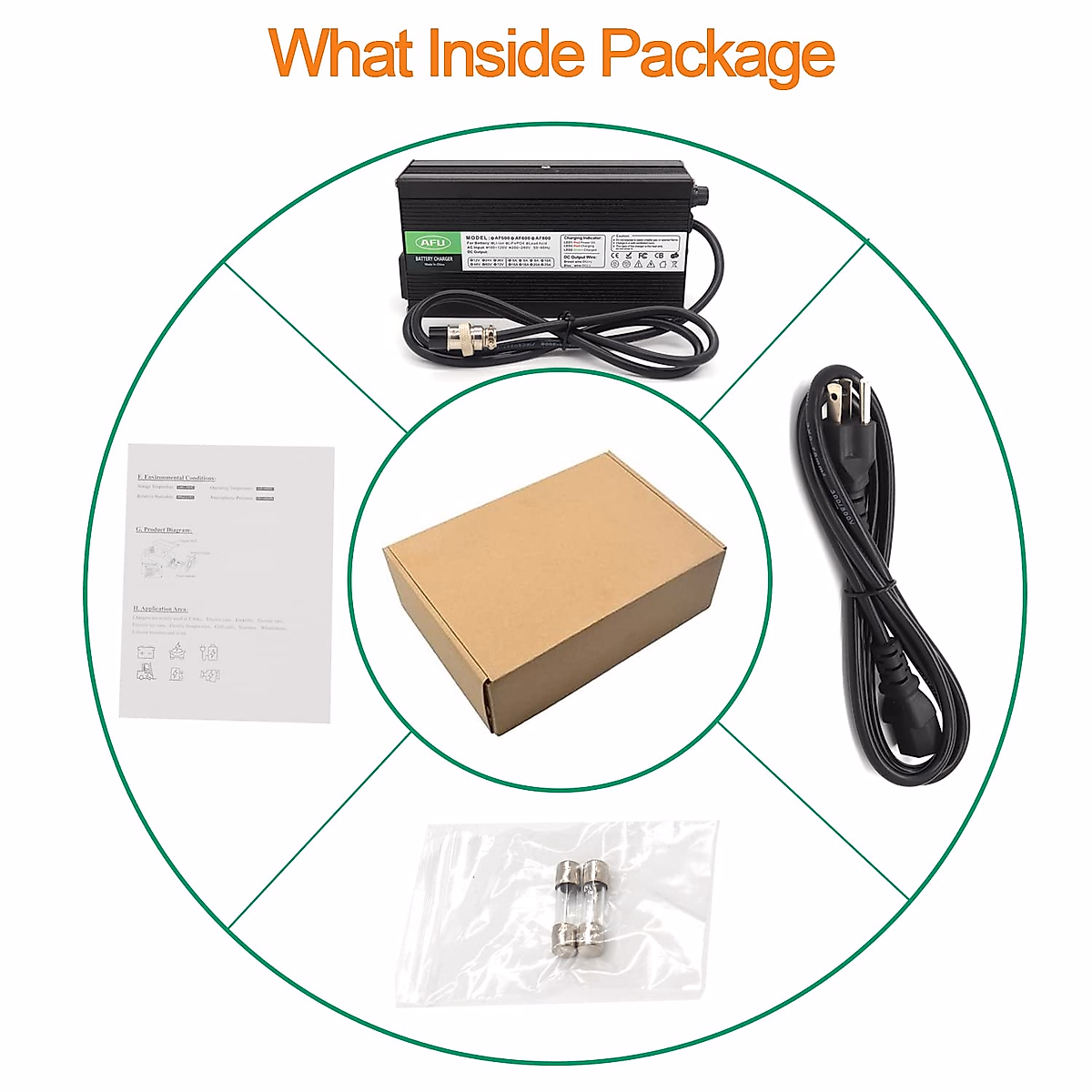 84V 5A Li-ion Battery Smart Charger for 20S 72V Li-ion Battery Black Aluminum Case with Cooling Fan (GX16 1+ 3- Plug)