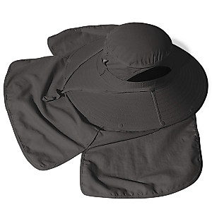 Sun Blocker Hats Outdoor Sun Protection Fishing Cap with Neck Flap Large Brim Outdoor Hat Army Green