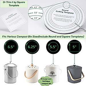 Perfnique Compost Bin Charcoal Filters, 12 Pack Filter Replacement for Compost Bucket, Kitchen Compost Bin Countertop Filters, Longer Lasting Activated Carbon Filters for Kitchen Pail Composter