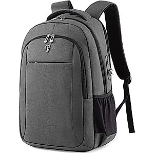 Travel Laptop Backpack, Water Resistant Anti Theft Backpacks Bookbag with USB Charging Port and Lock 15.6 Inch Durable Computer Business College Bag for Men Women Students School, Grey