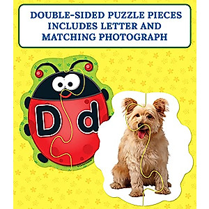Carson Dellosa Ladybug Letters Alphabet Puzzle—Kids Alphabet Game With 26 2-Piece Ladybug Puzzles, 26 2-Sided Leaves With Alphabet Letters, 1-4 Players, Ages 4+