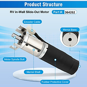 364262 RV in-Wall Slide-Out Motor, 42mm Mid Torque Motor with Brake, RV SlimRack in-wall Slide-Out Motor, SlimRack Slide-Out Motor with Brake compatible with Lippert Schwintek in-Wall Slide System