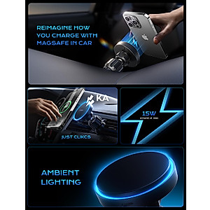 LISEN for Magsafe Car Mount Charger [20 Strong Magnets], for Magsafe Car Charger, Hands Free 15W Wireless Car Charger for iPhone 15, Universal Phone Mount for Car Wireless Charger Fits iPhone 14 13 12