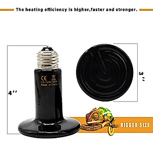 LLCHB Ceramic Heat Emitter, Ceramic Heat Lamp Bulb, Infrared Reptile Heat Emitter Heater Lamp Bulb for Turtle Snake Chicken, 2 Packet (150)