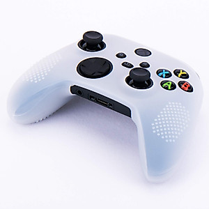YoRHa Silicone Cover Skin Case for Xbox Series X/S Controller x 1(White) with Thumb Grips x 10